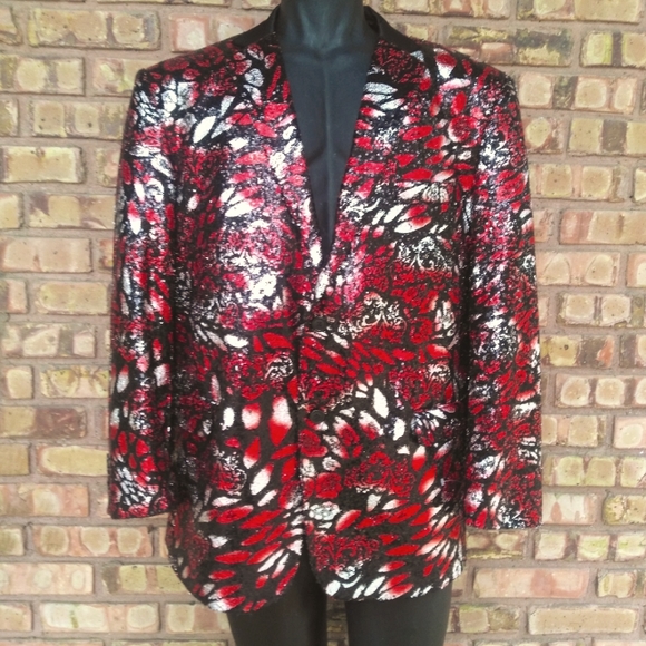 Vintage | Suits & Blazers | Mens Sequin Blazer Jacket Sport Coat Red ...